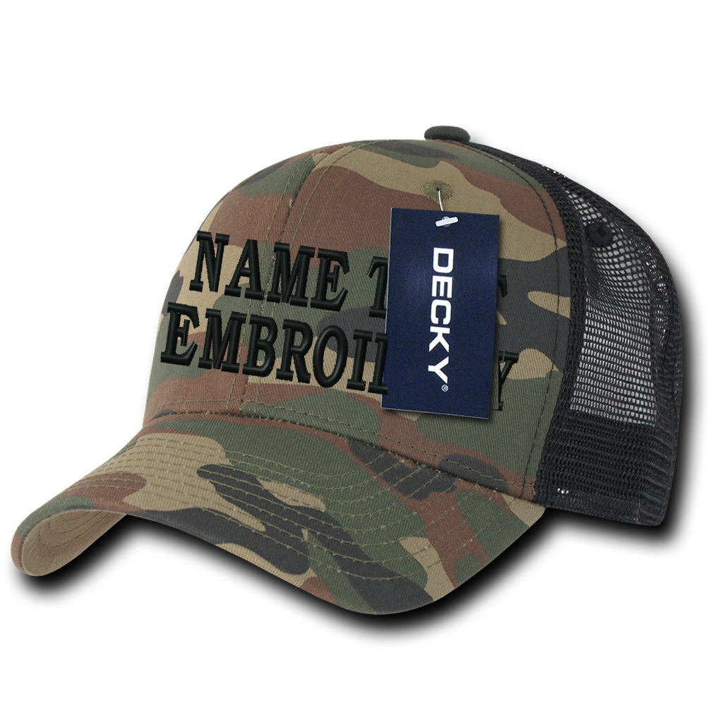 Custom Embroidered Camo Trucker Hat Personalized Embroidery Mesh Cap ...